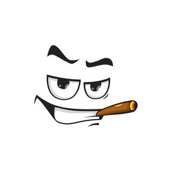 Cartoon smoking face character with cigar Vector Image