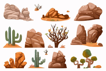 Hand-drawn of desert landscape elements including Vector Image
