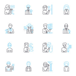 Pseudonyms linear icons set alias pen name nom Vector Image