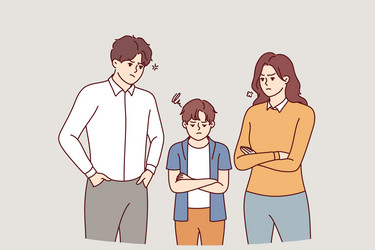 Angry parents and punished child for concept Vector Image