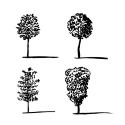 Different kinds of tree sketch set Royalty Free Vector Image