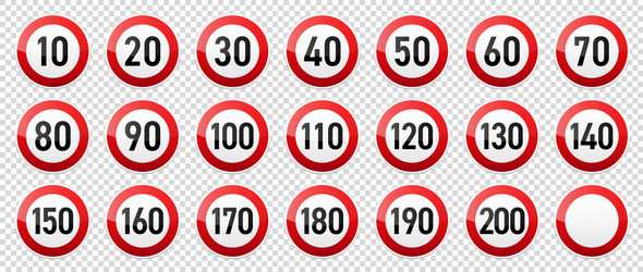 Road signs collection traffic control sign speed Vector Image
