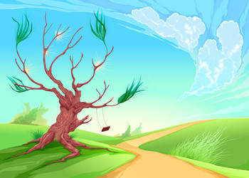 Cartoon color dry land scene concept Royalty Free Vector