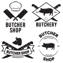 Set of vintage butchery meat stamps and labels Vector Image