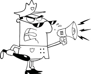 Police officer boy checking information Royalty Free Vector