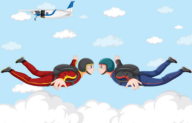 Man skydiving freefall on sky background Vector Image