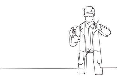 Continuous one line drawing female scientist Vector Image