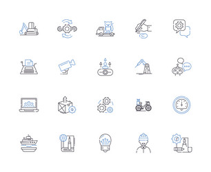 Mechanics outline icons collection Royalty Free Vector Image