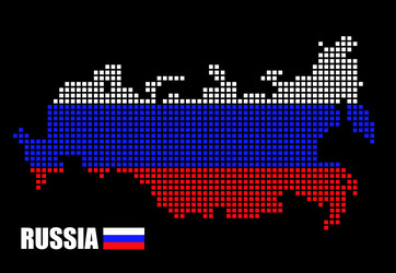 Pixel map of russia with the flag inside Vector Image