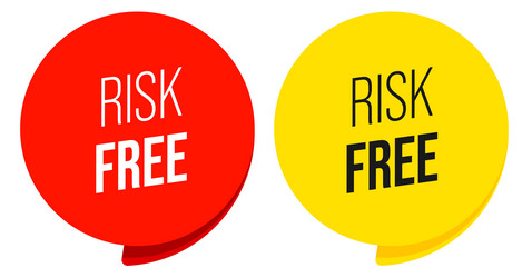 Risk free guarantee label sticker pointer isolated