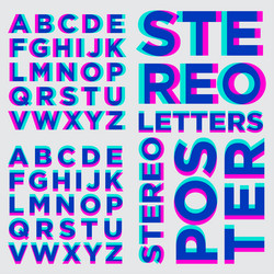 Stereo letters alphabet stereoscopic poster Vector Image