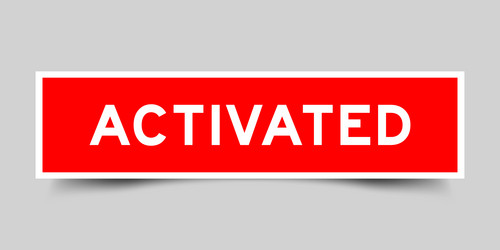 Sticker label with word activated in green color Vector Image