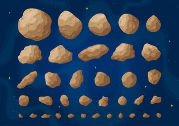 Cartoon space asteroids set s Royalty Free Vector Image