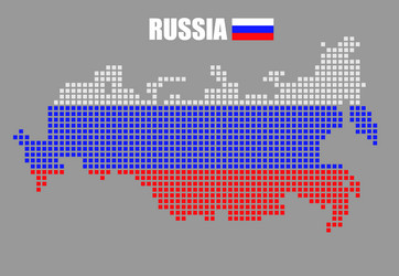 Pixel map of russia with the flag inside Vector Image