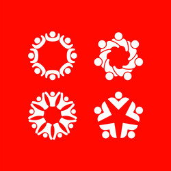 Set logos depicting unity community Royalty Free Vector