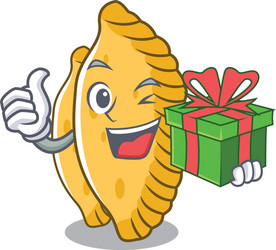 Emoticon with gift Royalty Free Vector Image - VectorStock