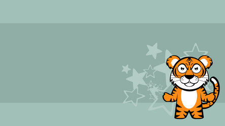 Grumpy chibi tiger kid character cartoon Vector Image