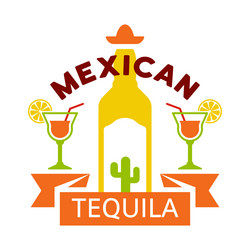 Mexican food label emblem badge or logo Royalty Free Vector