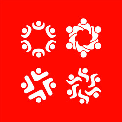 Set logos depicting unity community Royalty Free Vector