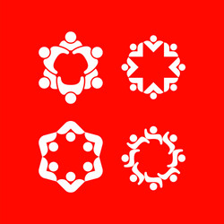 Set logos depicting unity community Royalty Free Vector