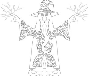 Wizard launches lightning Royalty Free Vector Image