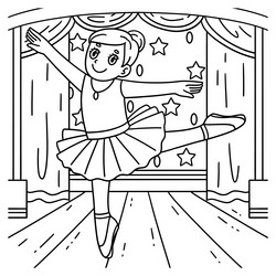 Ballerina doing arabesque isolated coloring page Vector Image