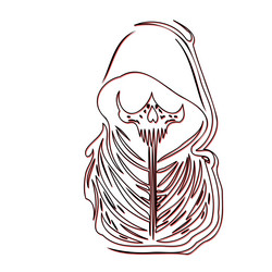Grim reaper halloween outline sketch red Vector Image
