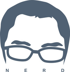 Nerd guy with glasses sign Royalty Free Vector Image