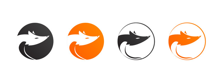 Set cute fox head in a circle Royalty Free Vector Image