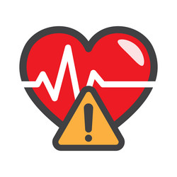 Warning triangle icon failure with heart Vector Image