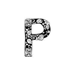 Hand drawn letter p in circle logo design Vector Image