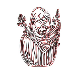 Grim reaper halloween outline sketch red Vector Image