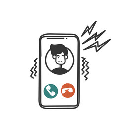 Hand drawn doodle incoming call phone icon Vector Image