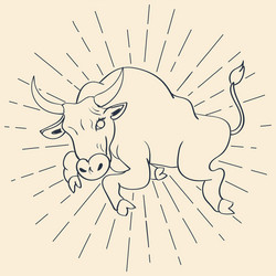 Cartoon bull line art Royalty Free Vector Image