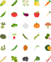 Cute vegetable icon set solid style Royalty Free Vector
