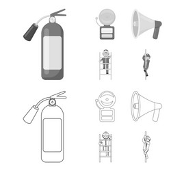 Fire extinguisher alarm megaphone fireman Vector Image