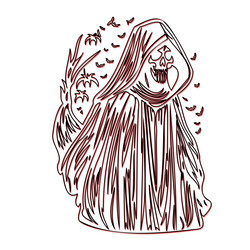 Grim reaper halloween outline sketch red Vector Image