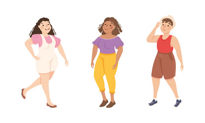 Plus size man and woman standing smiling Vector Image