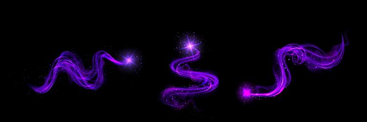 Realistic set of purple light vortex effects Vector Image