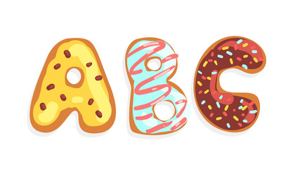 Cookie alphabet letter with colorful sugar glaze Vector Image