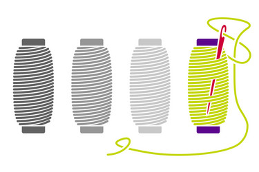 Icon sewing thread on spools isolated coil Vector Image