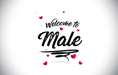 Male welcome to word text with purple pink Vector Image