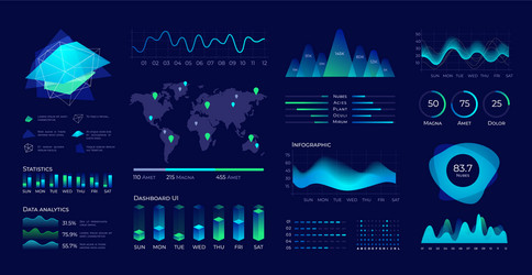 Dashboard ui modern presentation with data graphs Vector Image