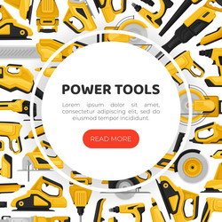 Power tools banner design with building instrument