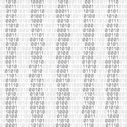Binary code white background with floating numbers