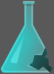 Broken laboratory beaker with reagent theme Vector Image