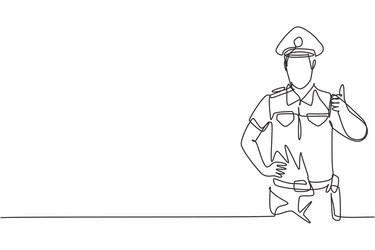 Continuous one line drawing policeman Royalty Free Vector