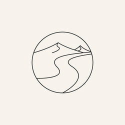 River sun line art logo design Royalty Free Vector Image