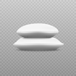 Side view two white pillows stack realistic Vector Image