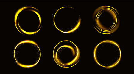 Glow gold infinity symbol or circles with sparkles